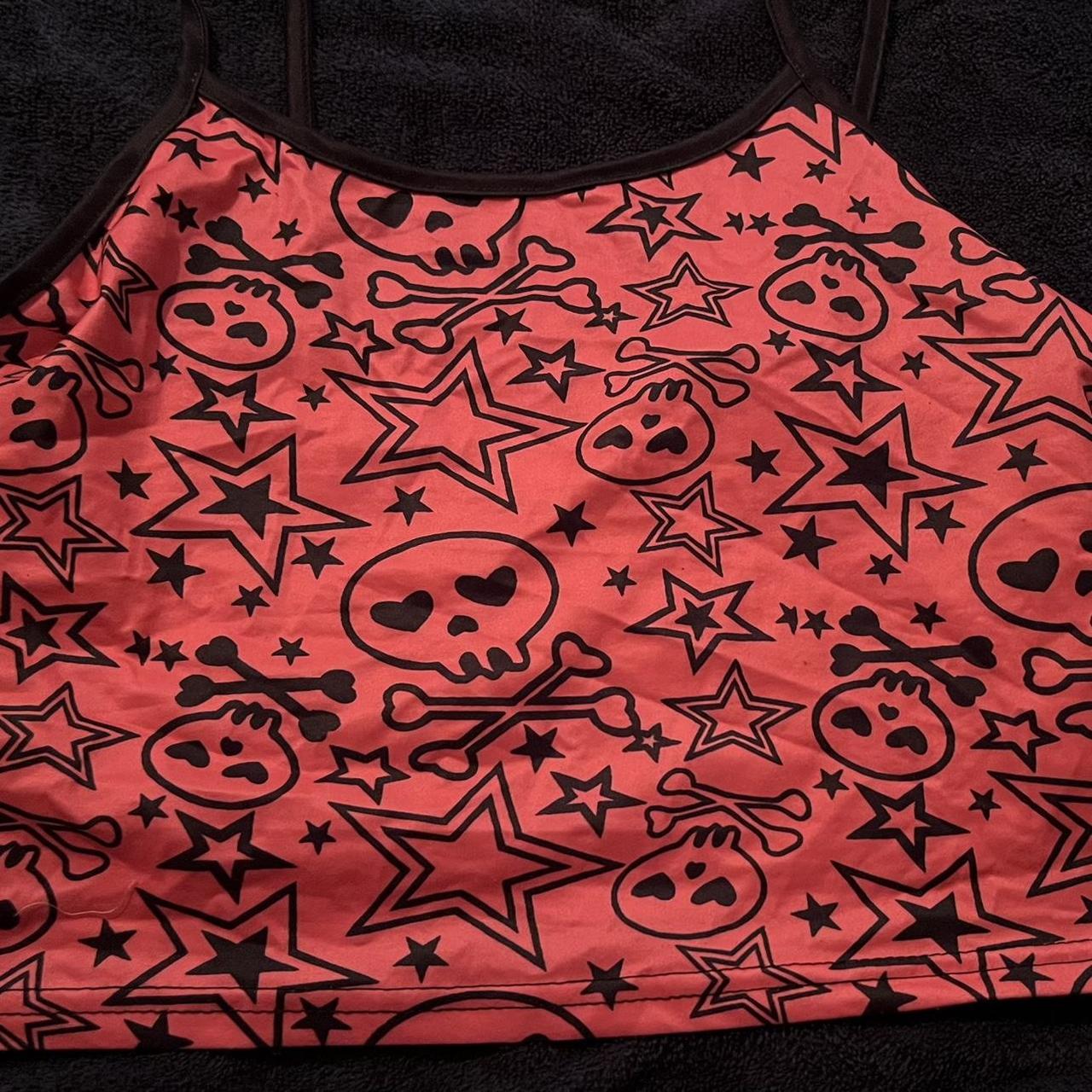Gothic skull and heart crop top - pink and black... - Depop
