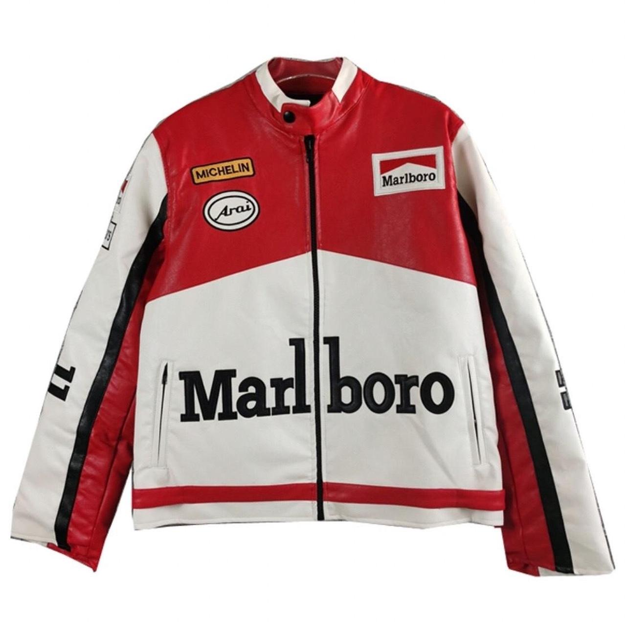 Marlboro Vintage Racing Jacket Leather Brand new... - Depop