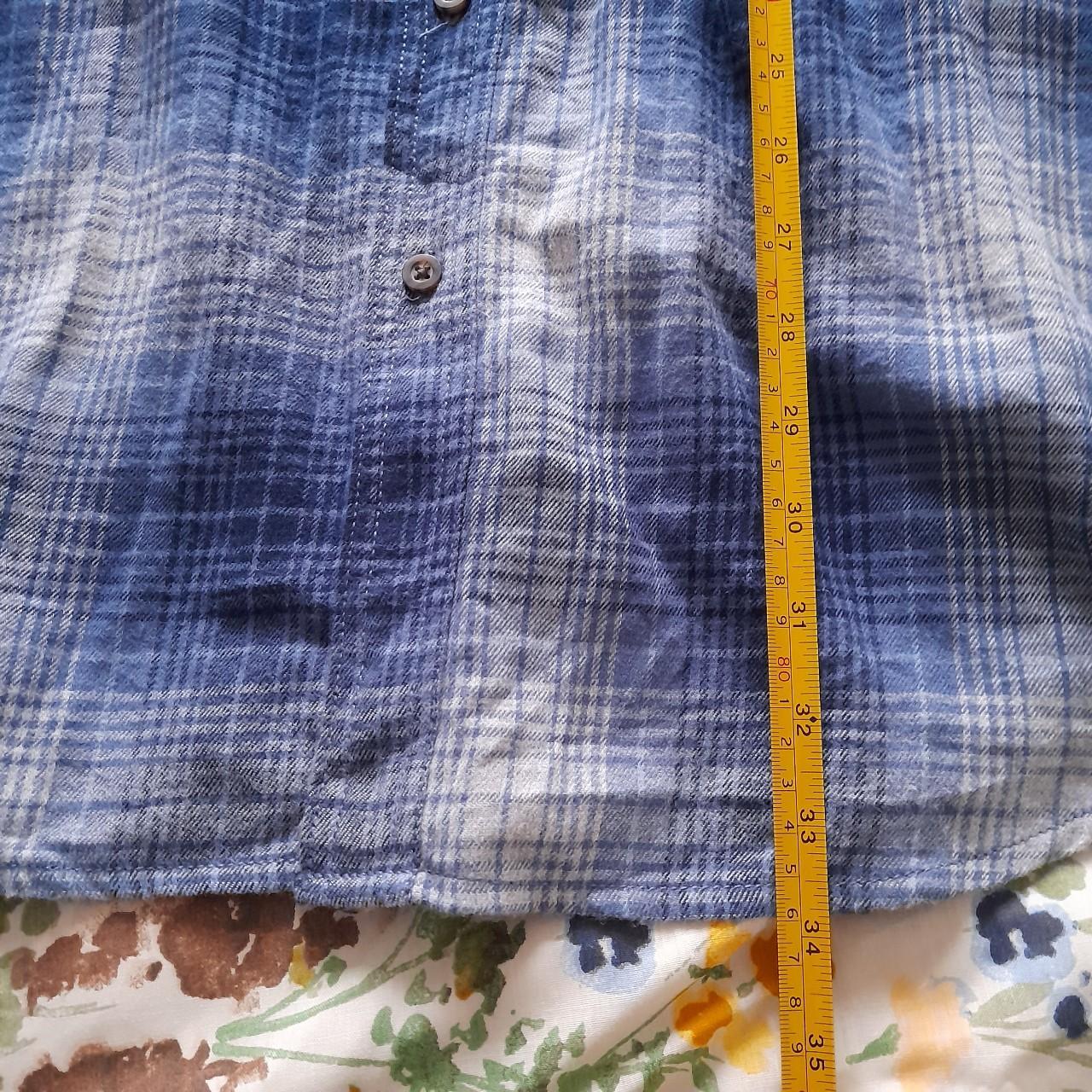 George blue & white checked flannel shirt Vintage,... - Depop