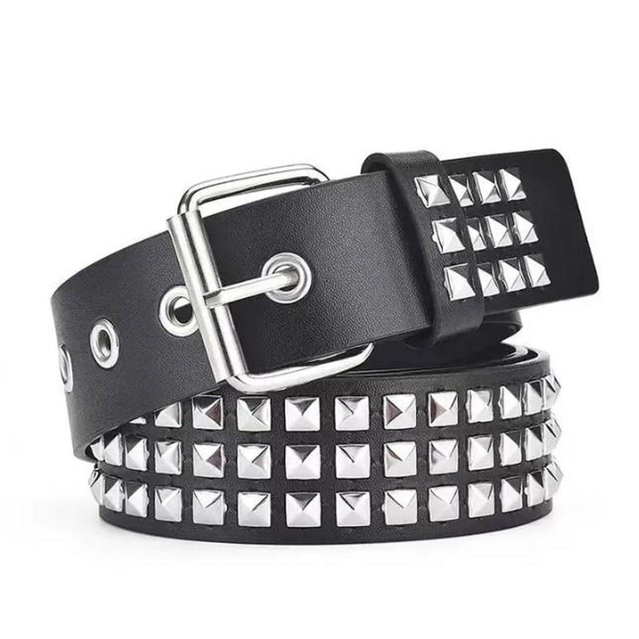 Black and silver studded leather belt #goth #punk... - Depop