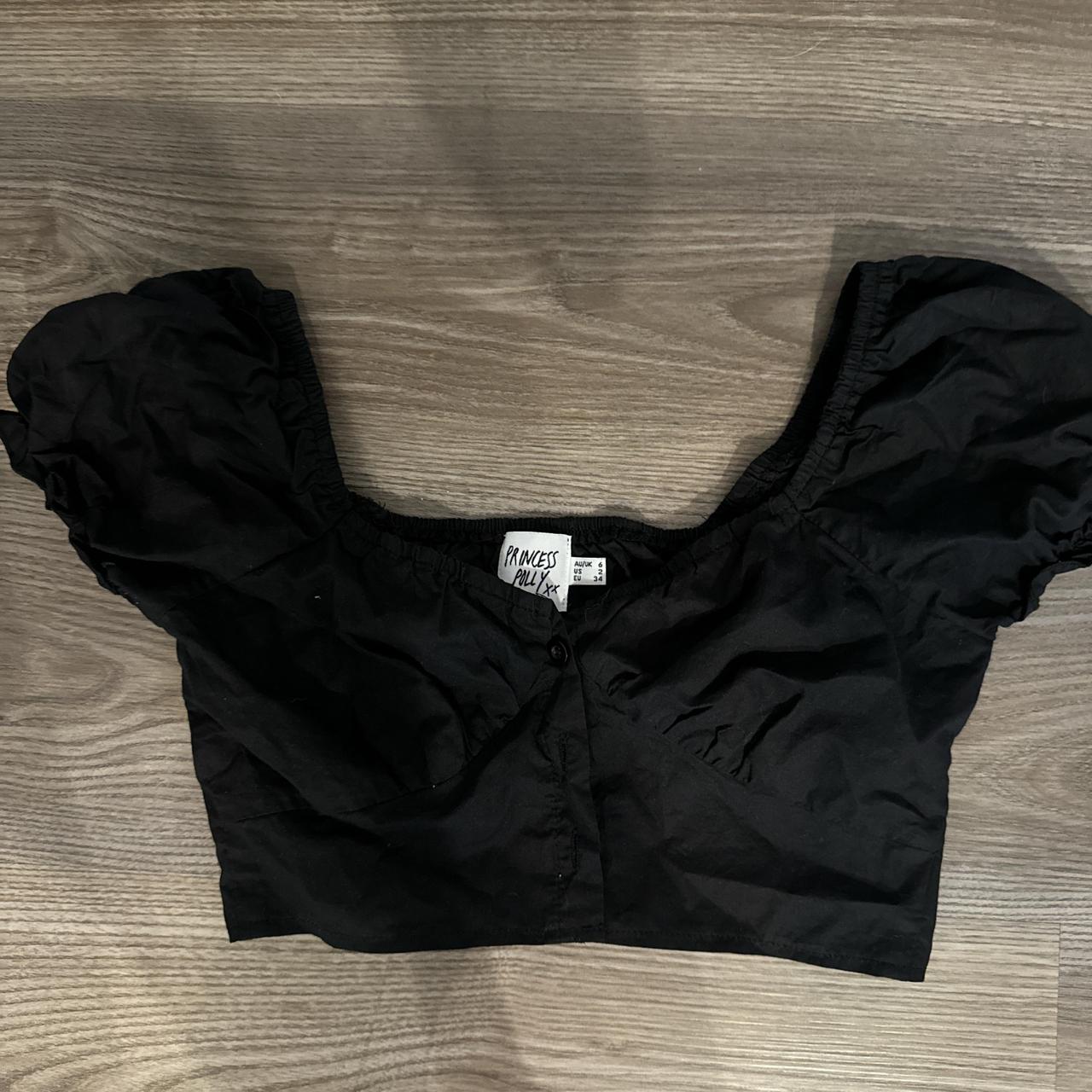 Princess Polly block crop top, linen - Depop