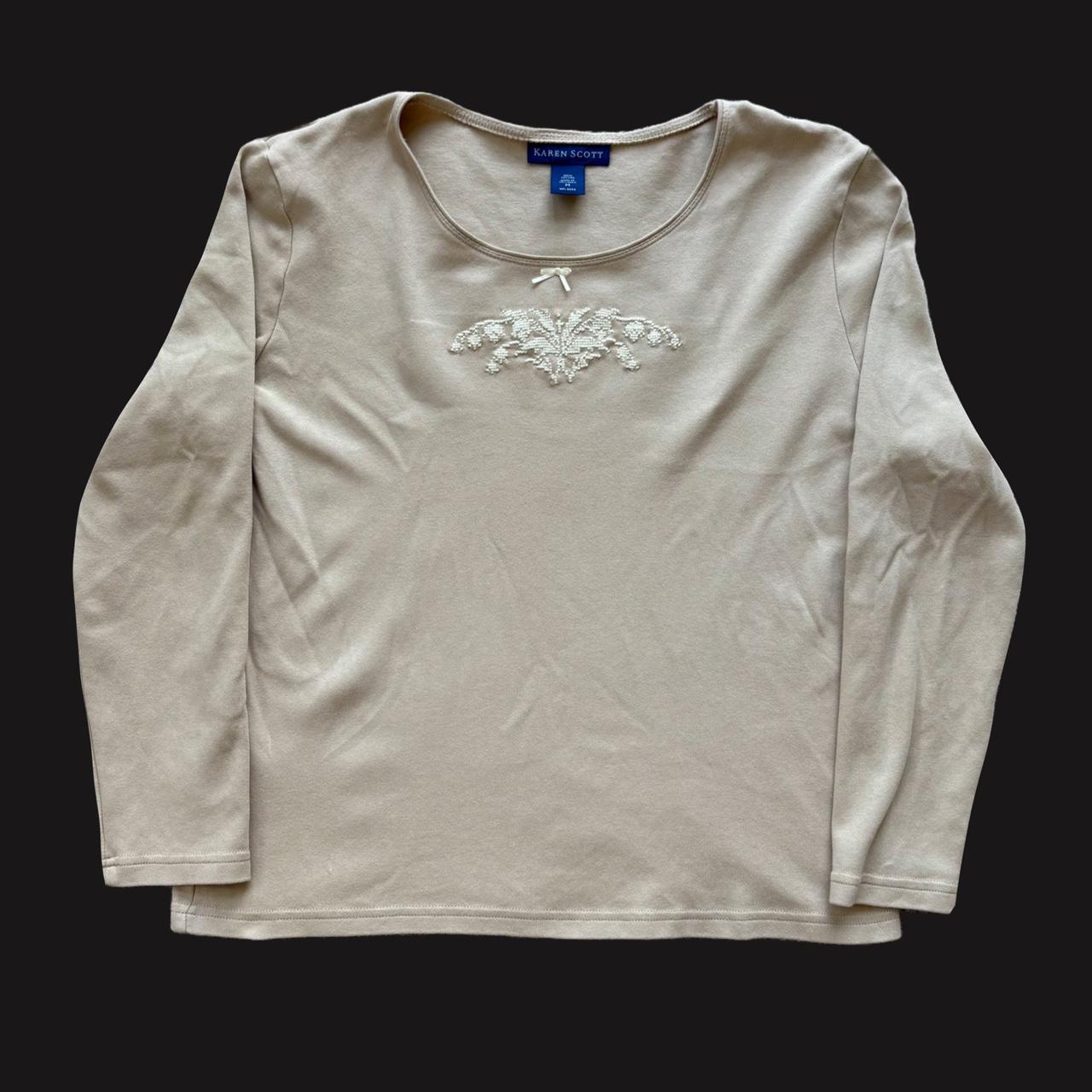 lily of the valley cross-stitch long-sleeve ... | Depop