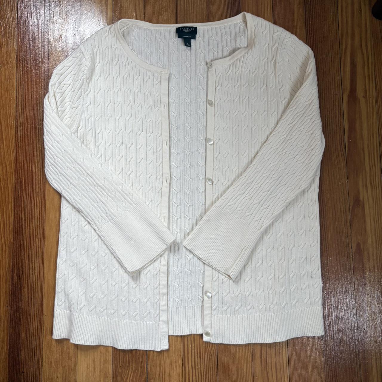 white button cardigan size large but fits a... | Depop
