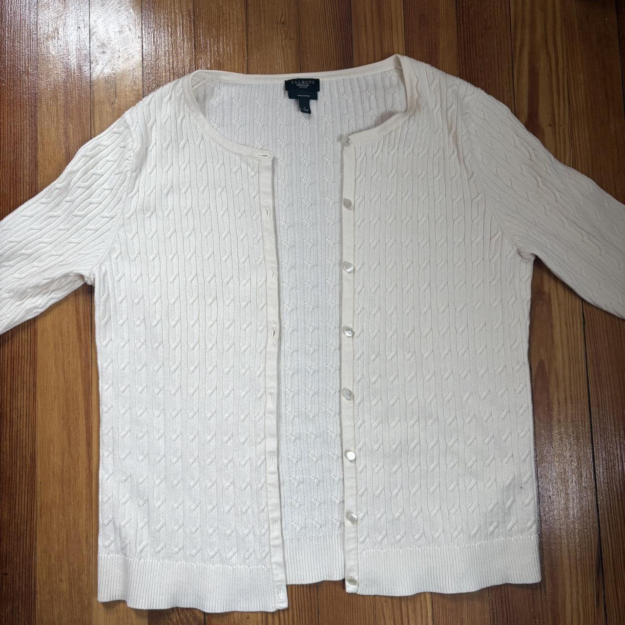 white button cardigan size large but fits a... | Depop