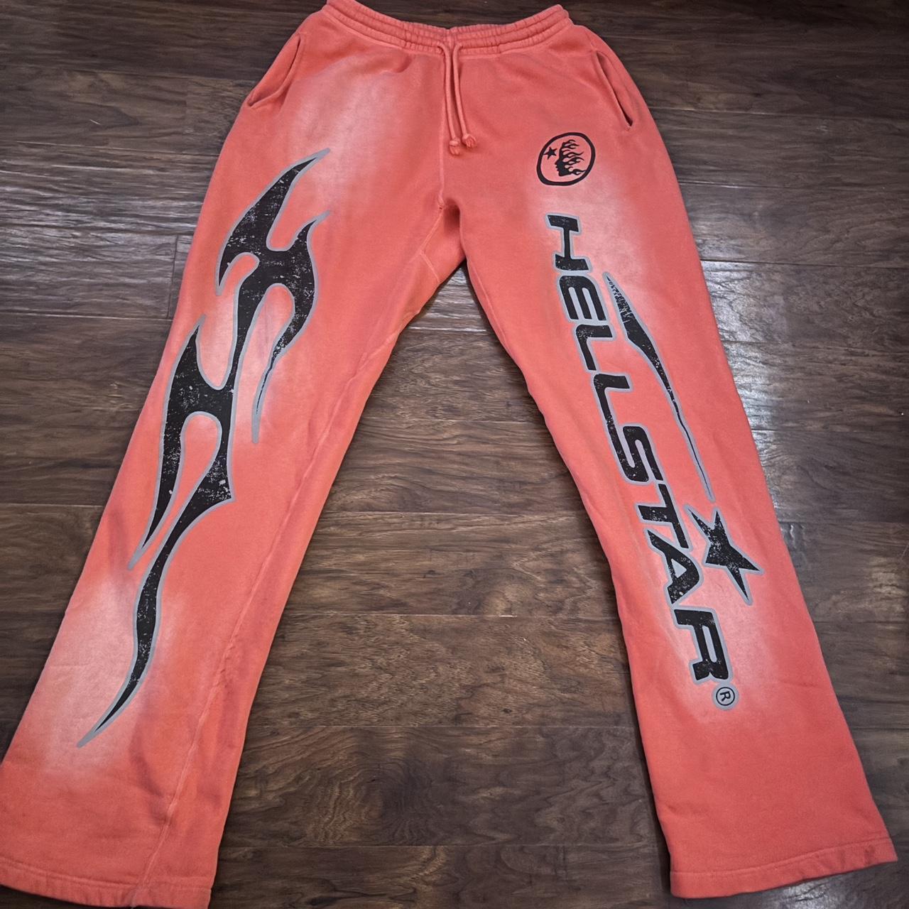 Hellstar Fire Flair Bottom Sweatpants ‘Orange... - Depop