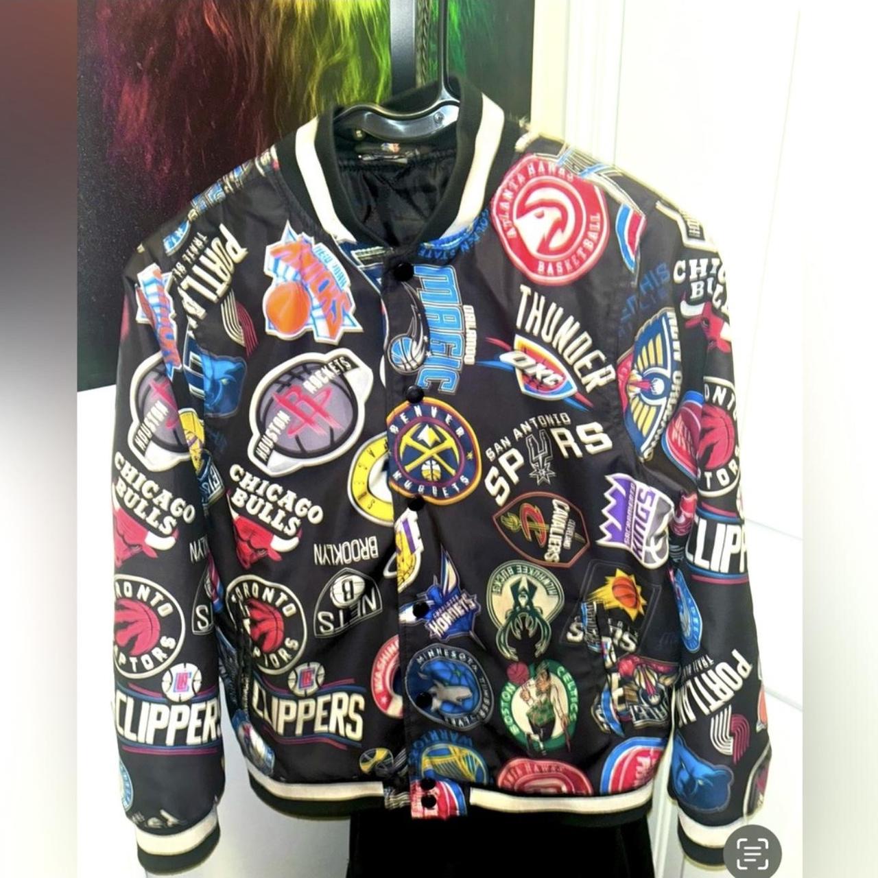 NBA all over patch starter jacket Boys Size 10/12 In... | Depop