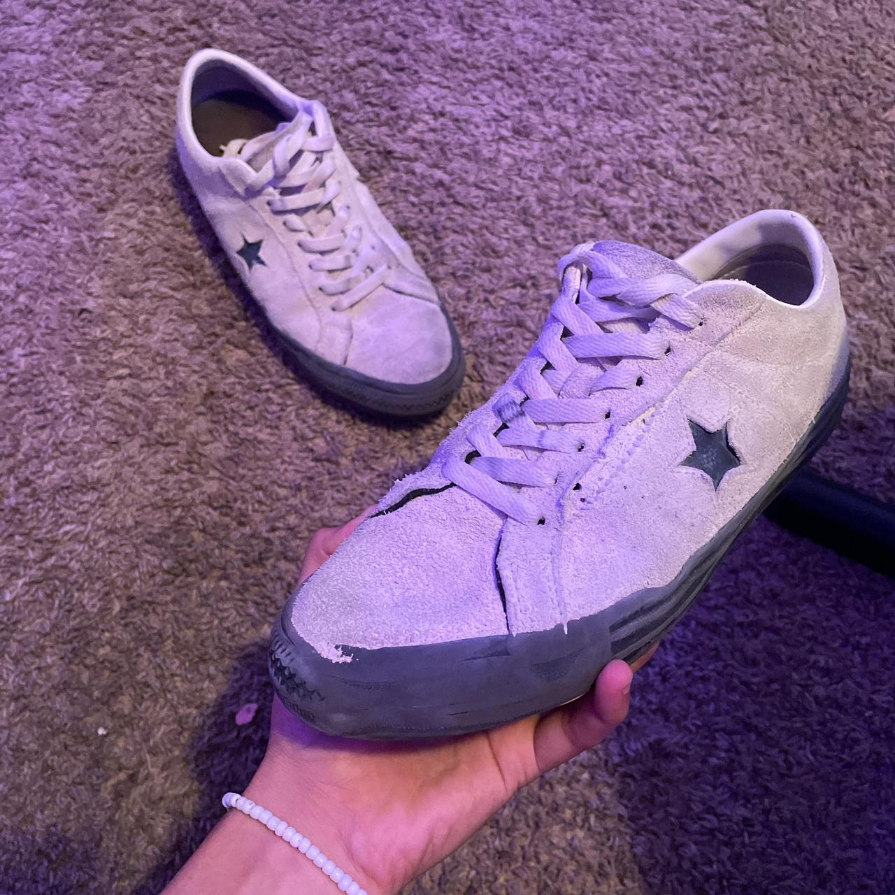 Grey One Star Converse Kinda worn on one side and... - Depop