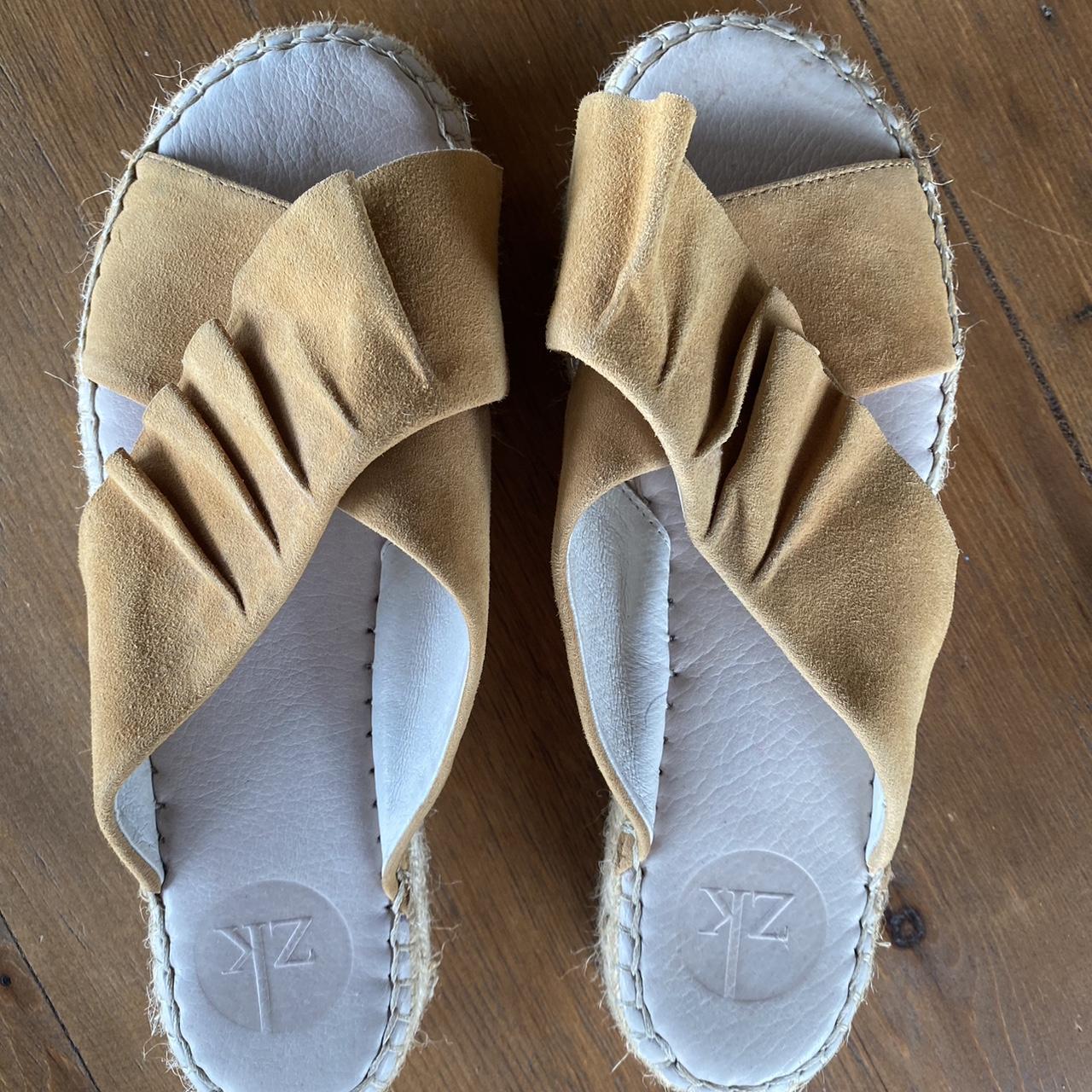 ZK slip on sandals. Worn once. Size 7. A nice tan... - Depop