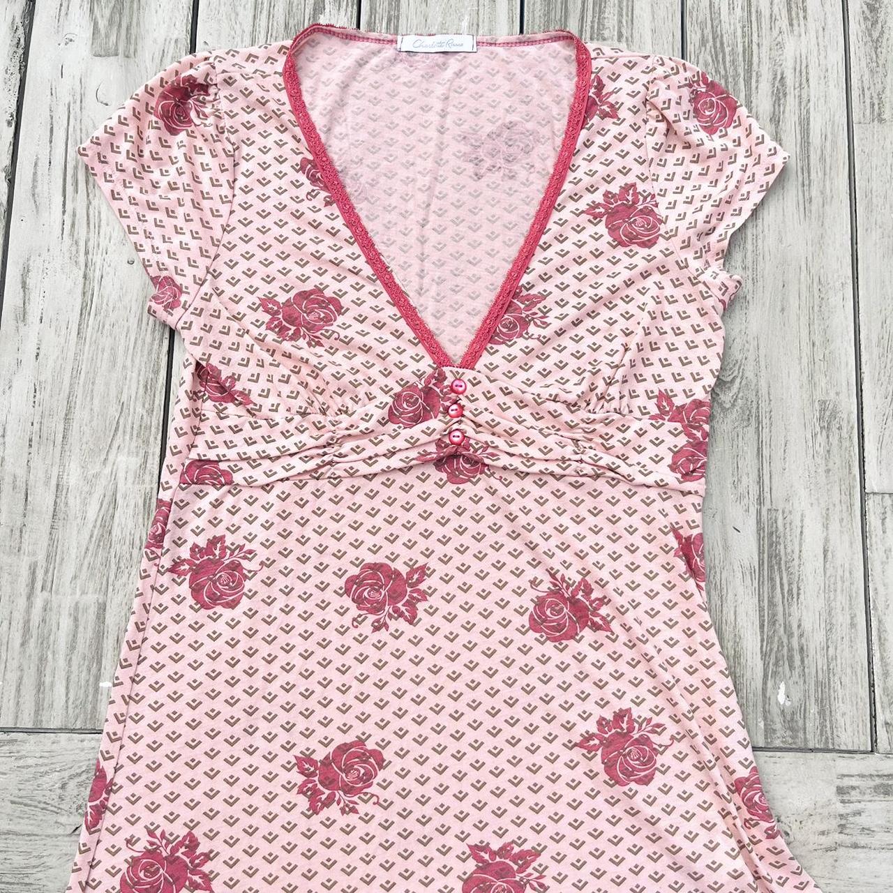 Y2K pink Charlotte Russe floral rose babydoll top.... - Depop