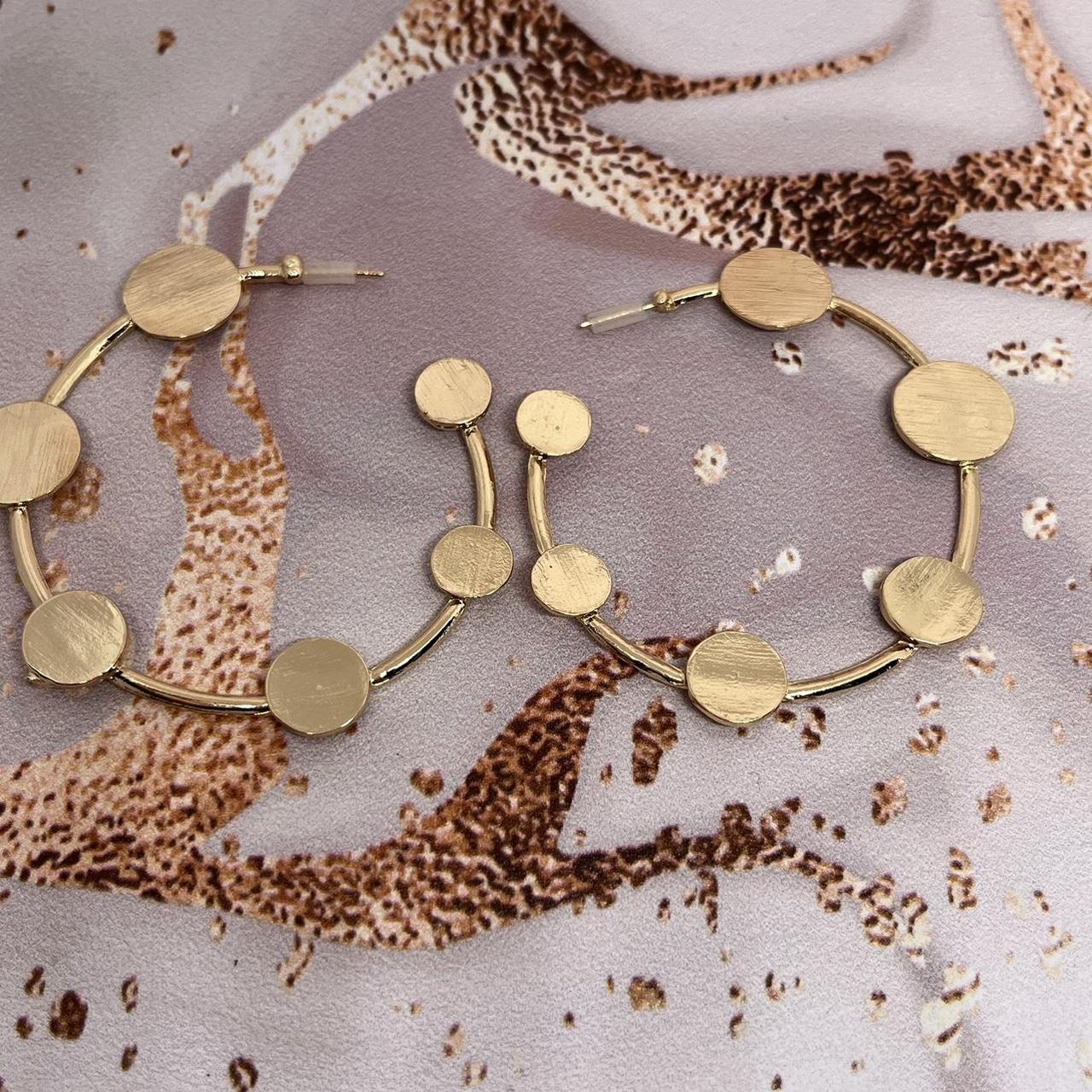 Gold tone hoop disc earrings. Lovelybig boho type... - Depop