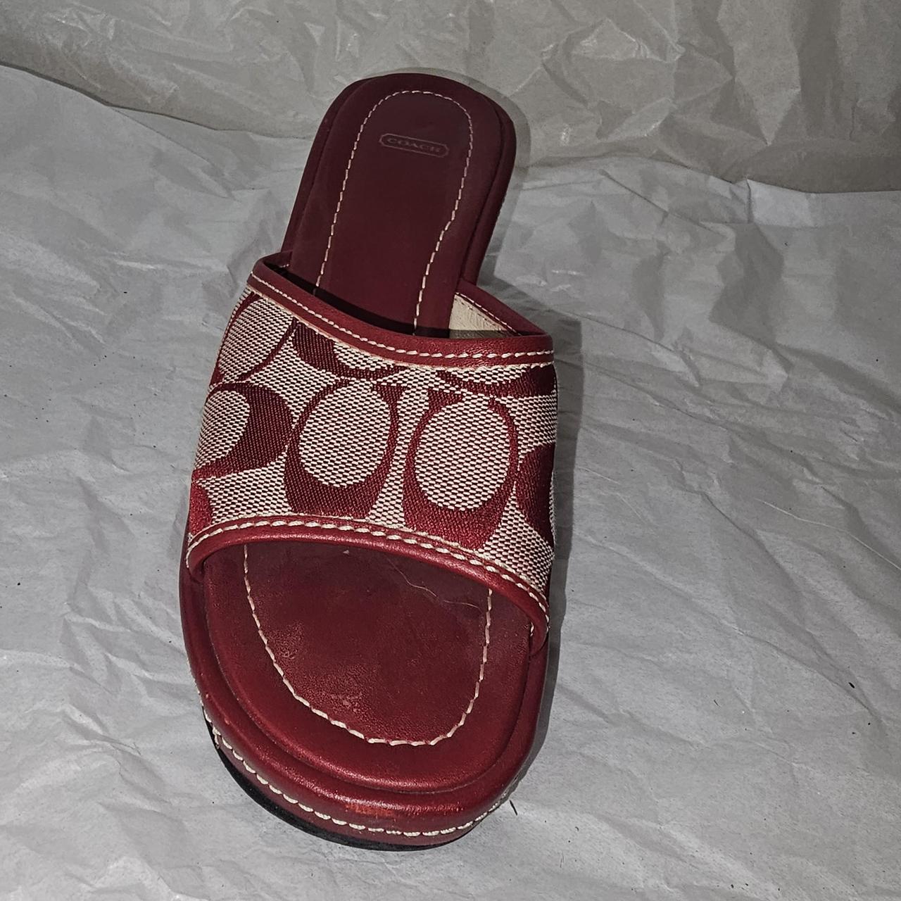 Size 6.5 Coach wedge slides red - Depop