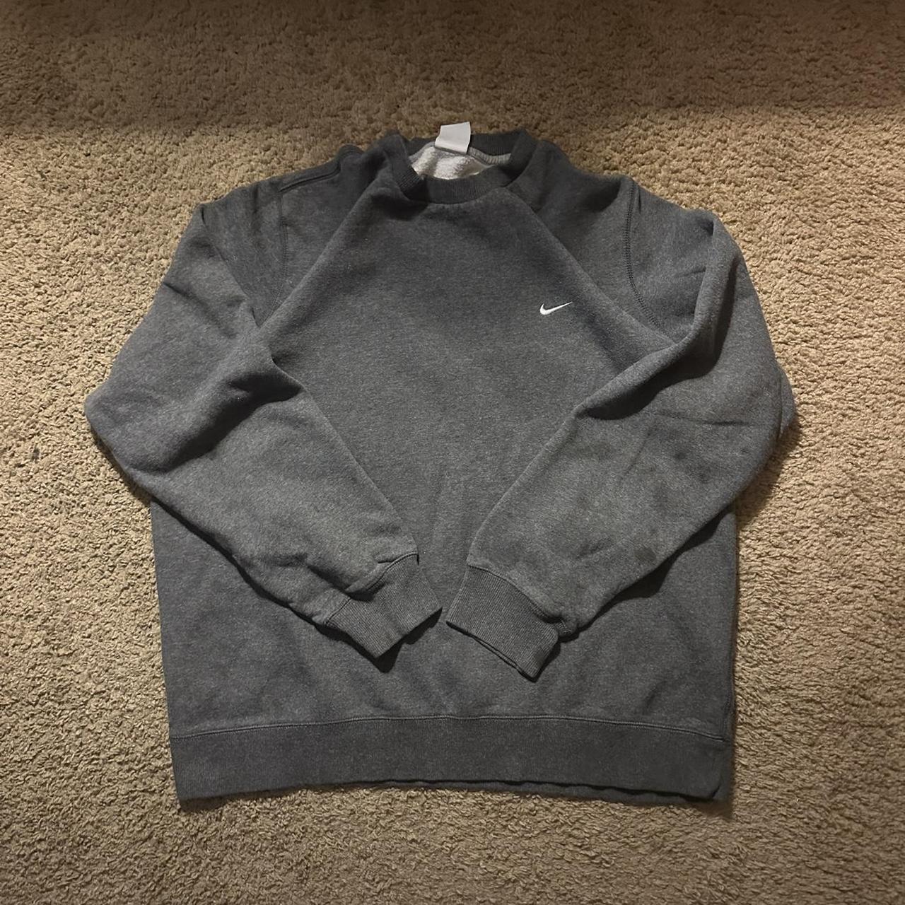 Grey Nike crewneck sweatshirt with embroidered logo... | Depop
