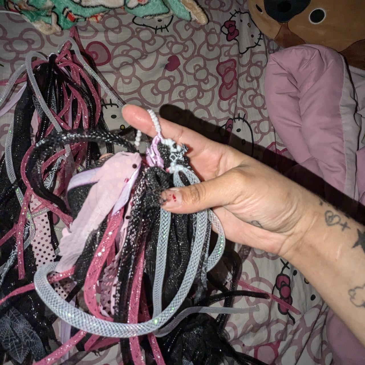 Pink black and white cyberlocks handmade by me... - Depop