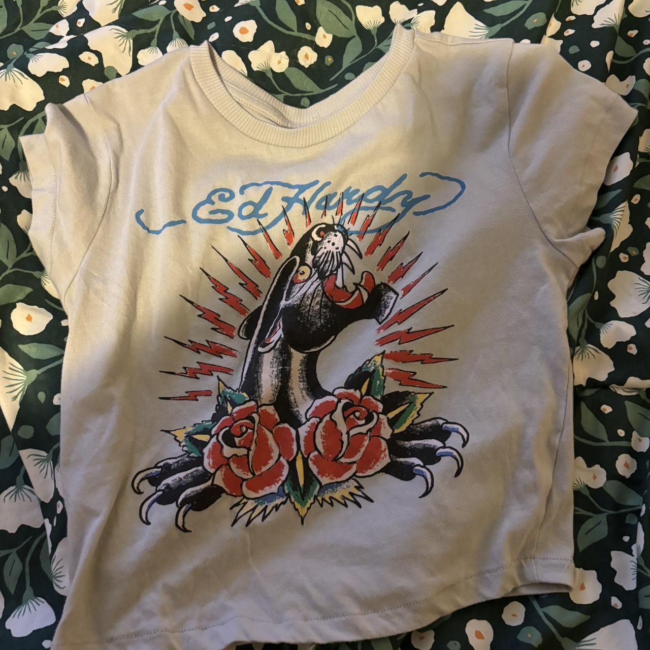 Ed Hardy baby tee size small super cute!... - Depop