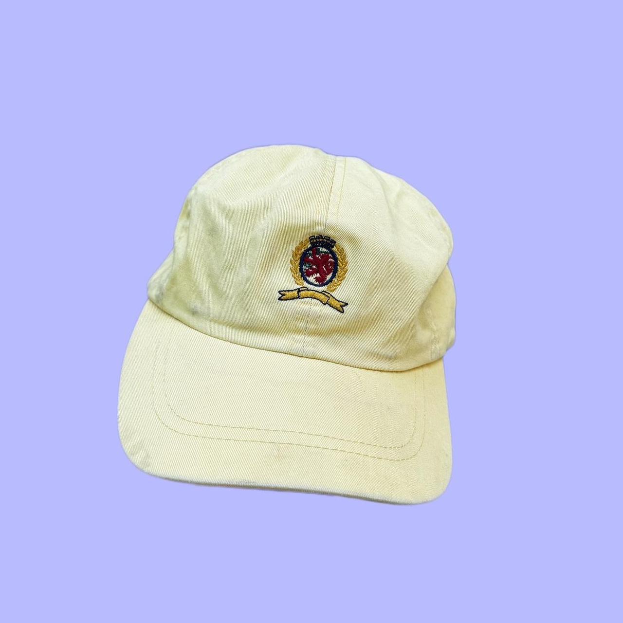 1990 s Tommy Hilfiger Yellow Baseball Cap Leather. Depop
