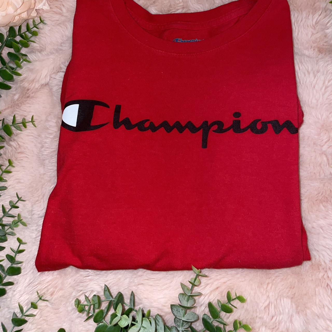 Red champion shirt - Depop
