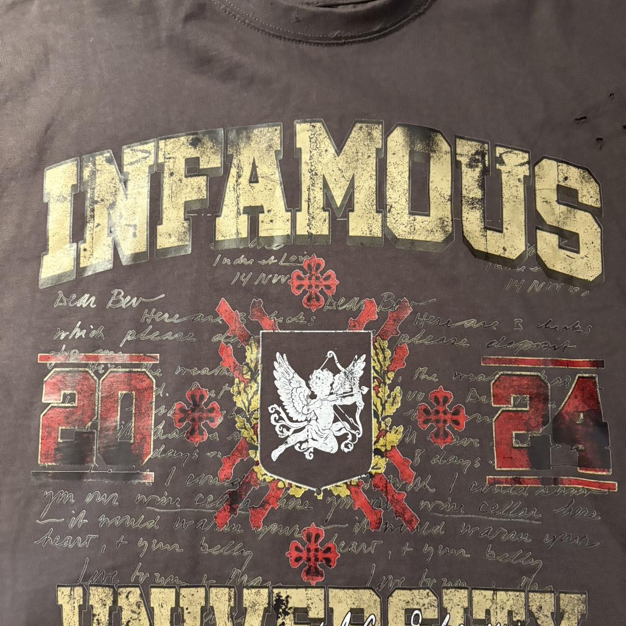Mall Grey Distressed Infamous University Tee,... - Depop