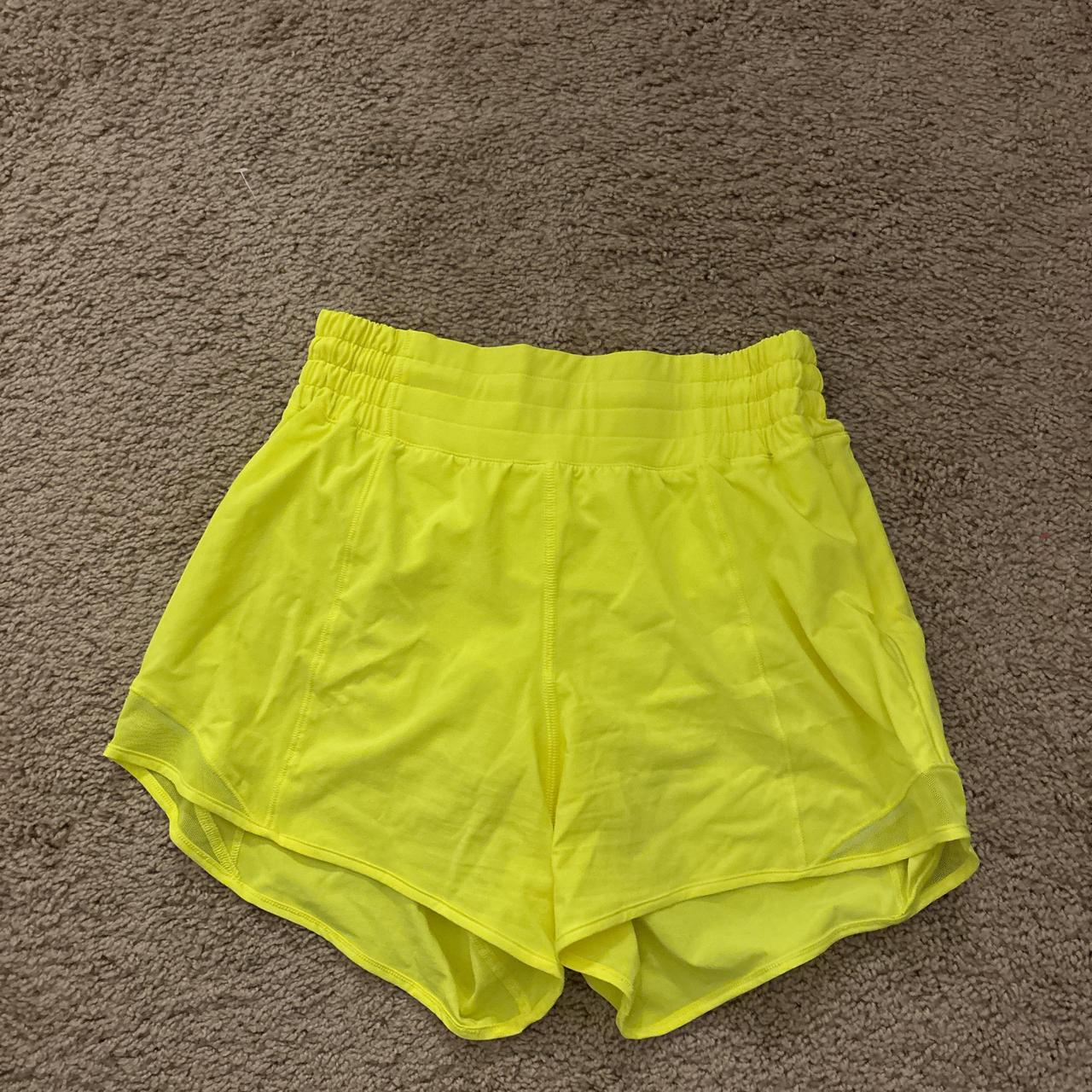Neon Yellow Size 4 High Waisted 4 inch lululemon... - Depop