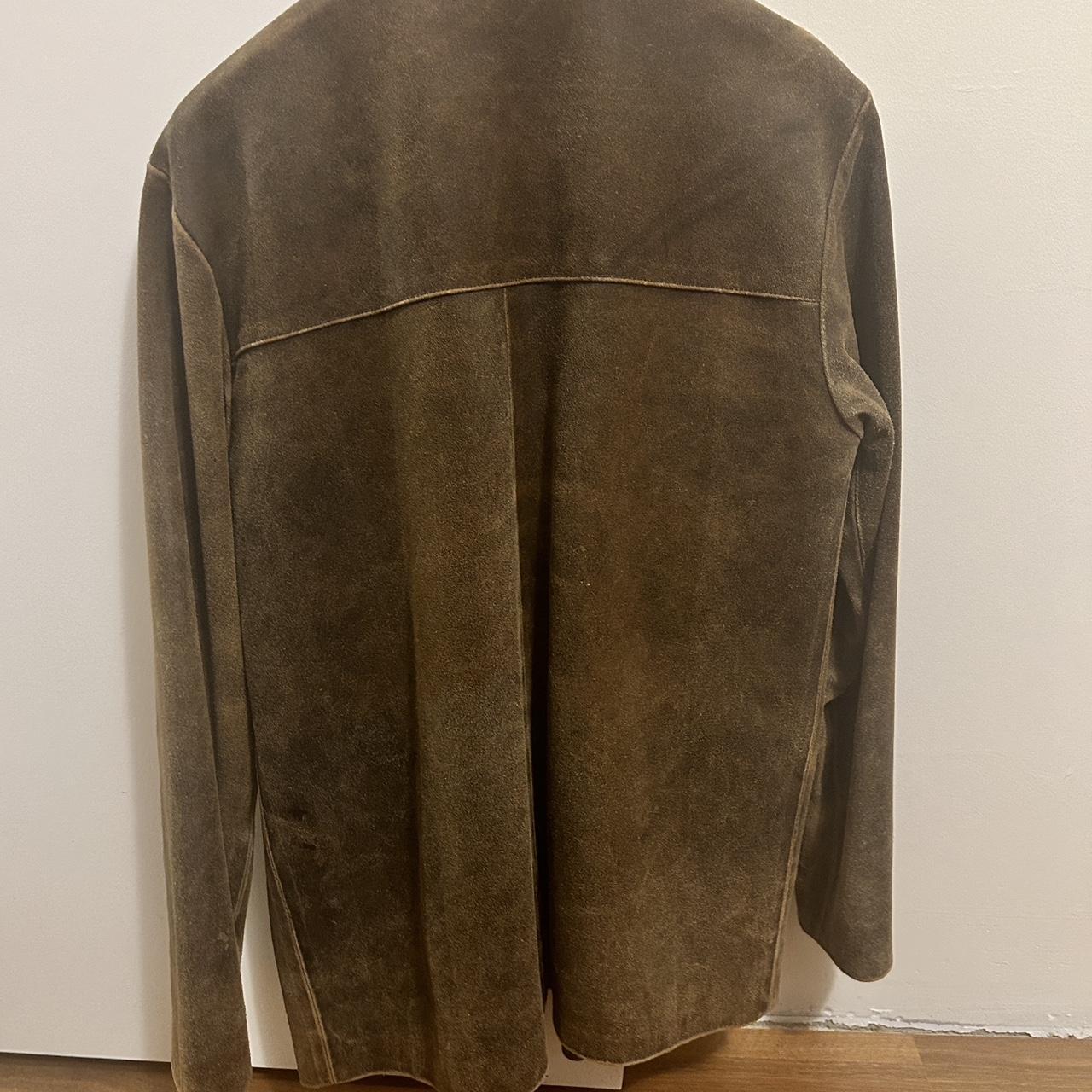 brown genuine leather jacket size Large leather has... | Depop