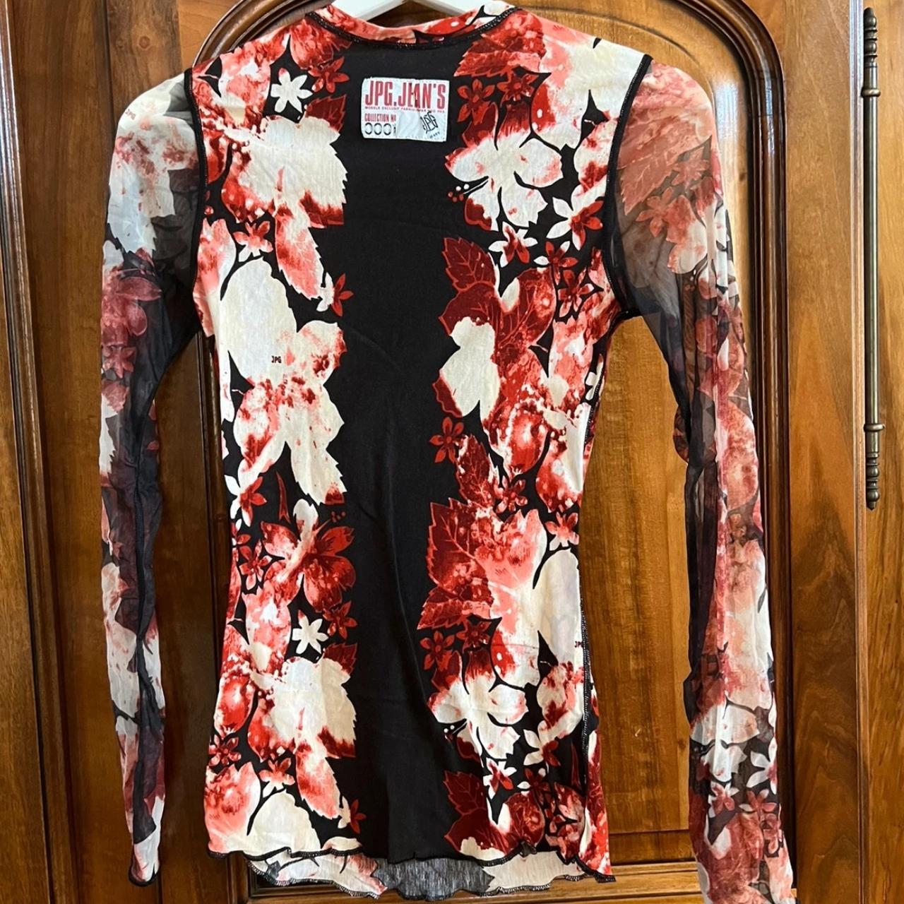 stunning long sleeve vintage mesh top by jean paul... | Depop