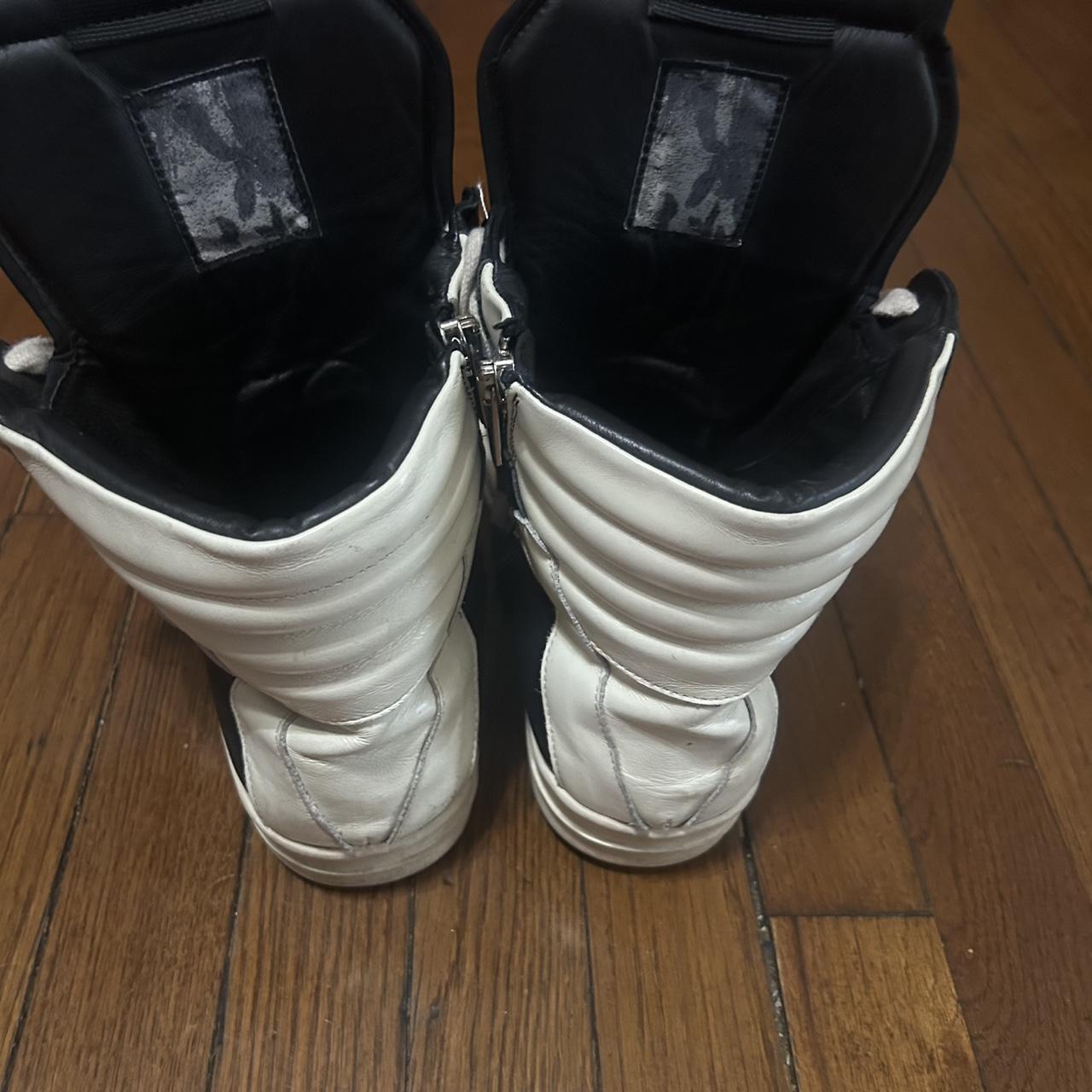 Black and white rick owen geobaskets high-top... | Depop