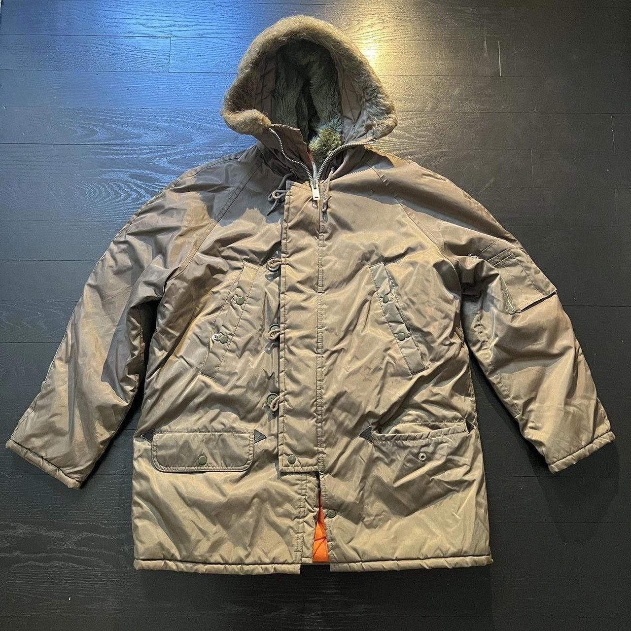 Vintage Green Military N3B Flying Jacket Parka XL... - Depop