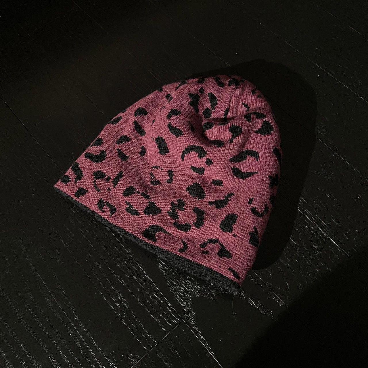 Vintage Burton Pink/Purple Leopard Print Beanie OS - Depop