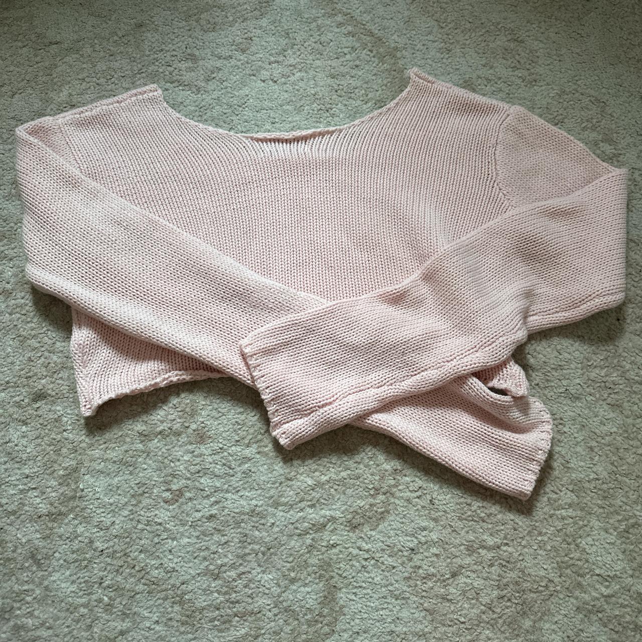 Edikted light pink cropped long sleeve sweater -... - Depop