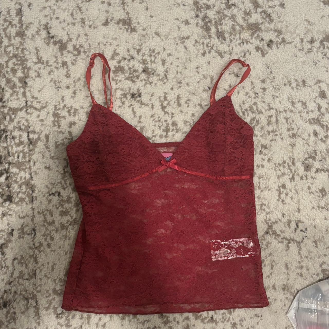 Edikted red lace top -size xs -worn once -great for... - Depop