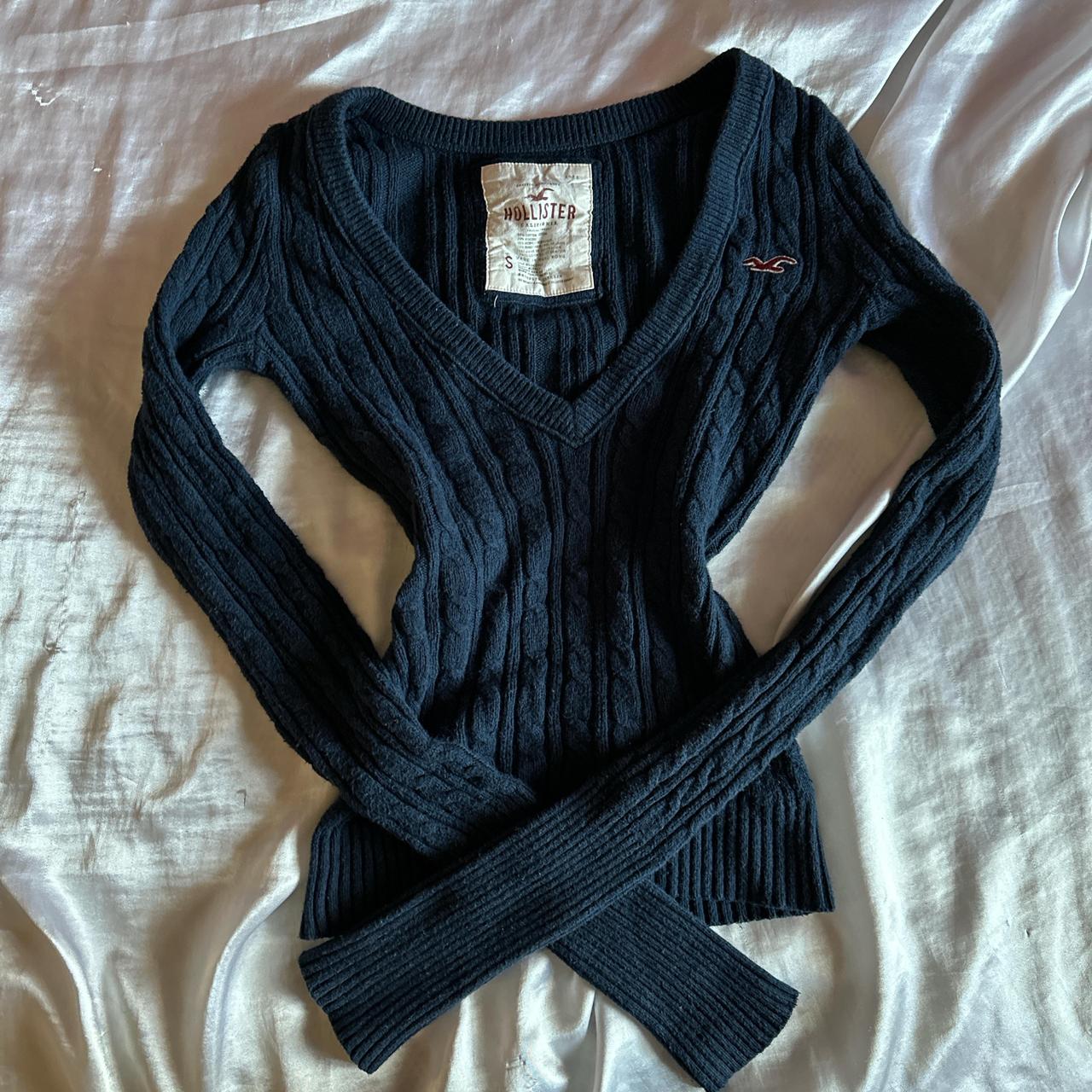 currently on hold!!! navy hollister v-neck long... - Depop