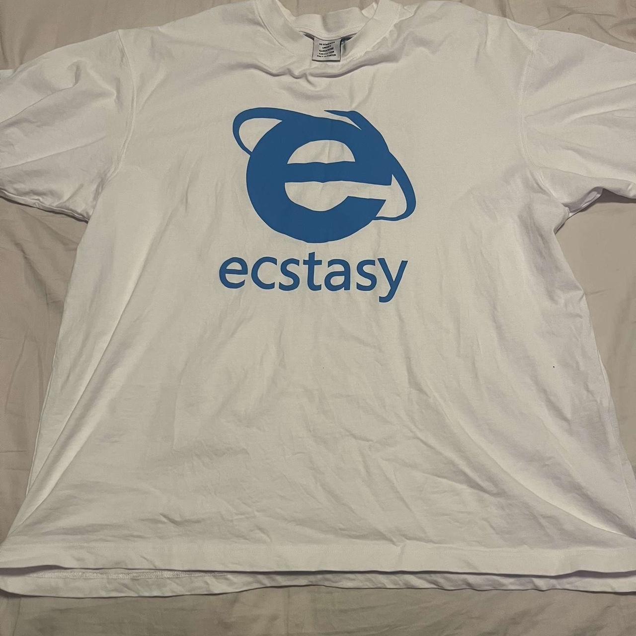 White and blue Ecstasy T-shirt #rave | Depop
