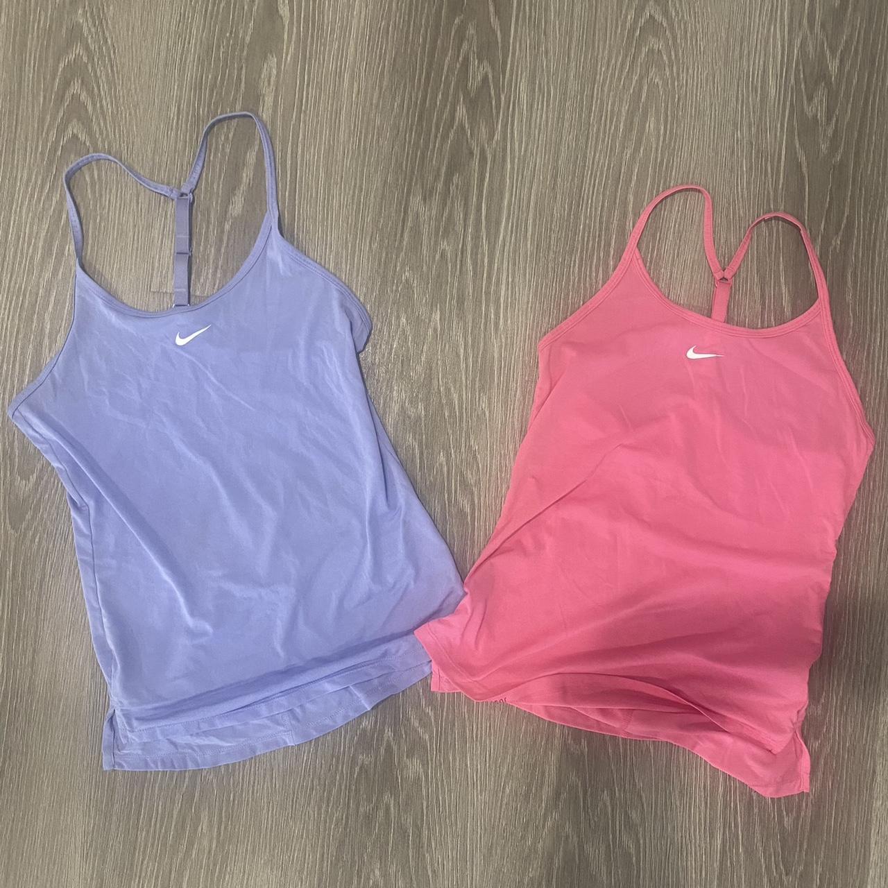 Nike Singlets x2 -pink and purple, size XS EUC... - Depop