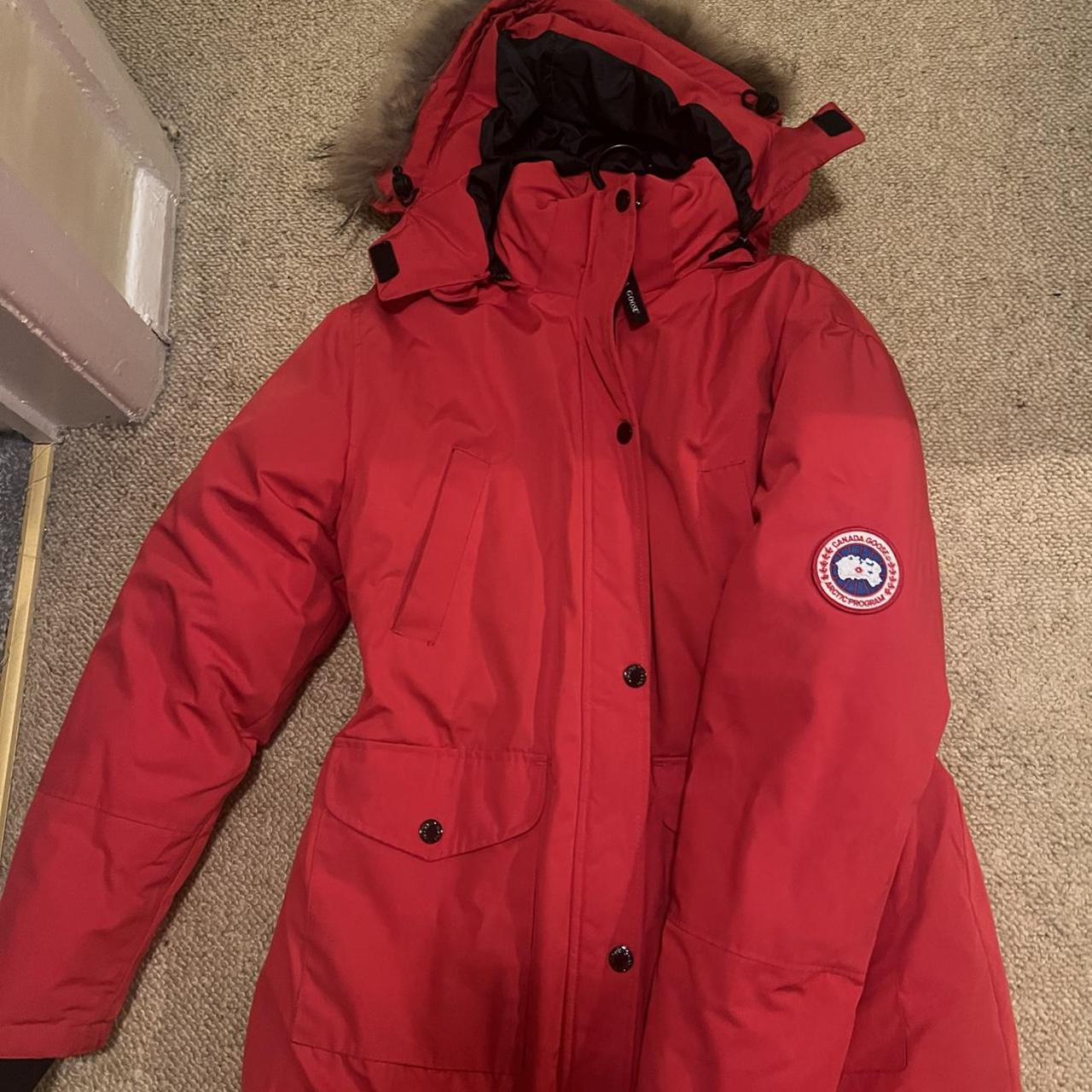 Red Canada goose parka. Worn but recently just been... - Depop