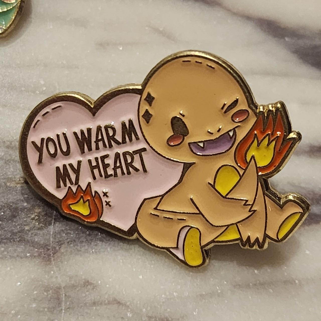 Pokemon Charmander You warm my heart enamel pin - Depop