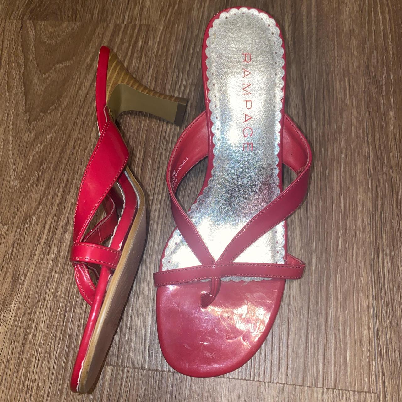 Rampage red sandal heels with wooden kitten heel... - Depop