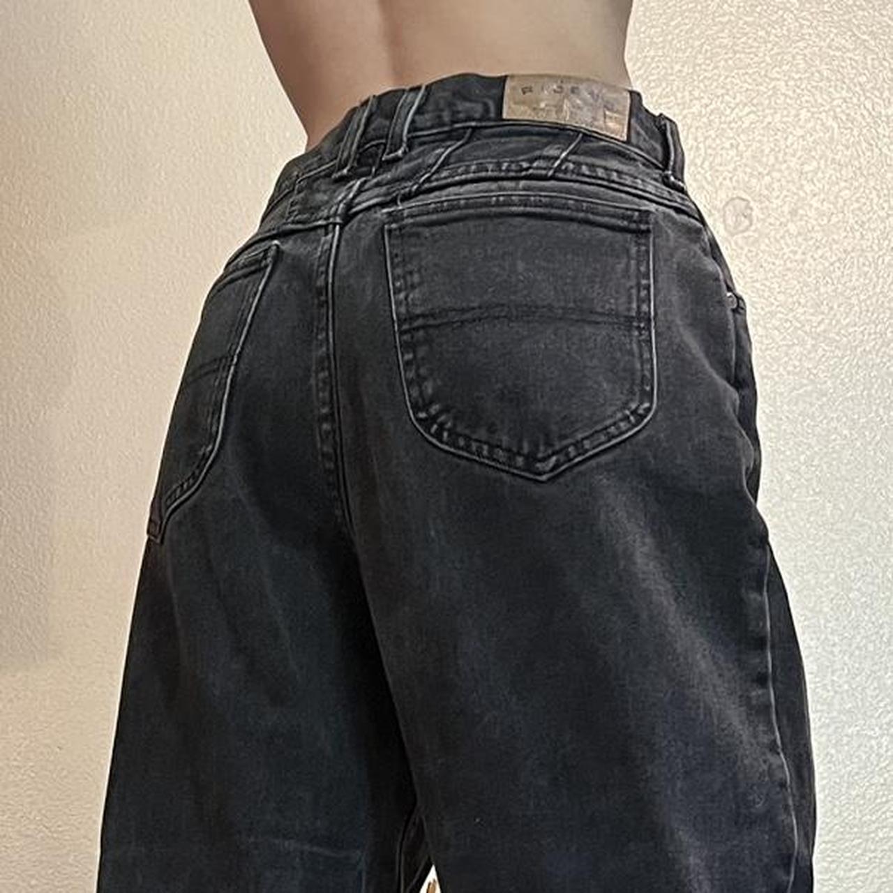 riders jeans tapered leg, raw cut off hem pleated... - Depop