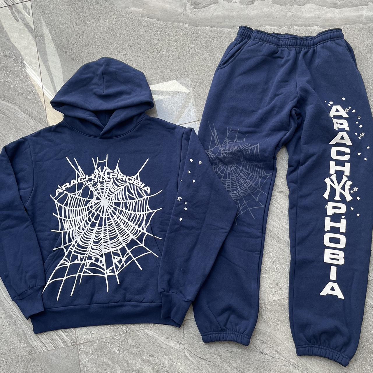 Sp5der Navy ANARCH NY young Thug tracksuit size... - Depop