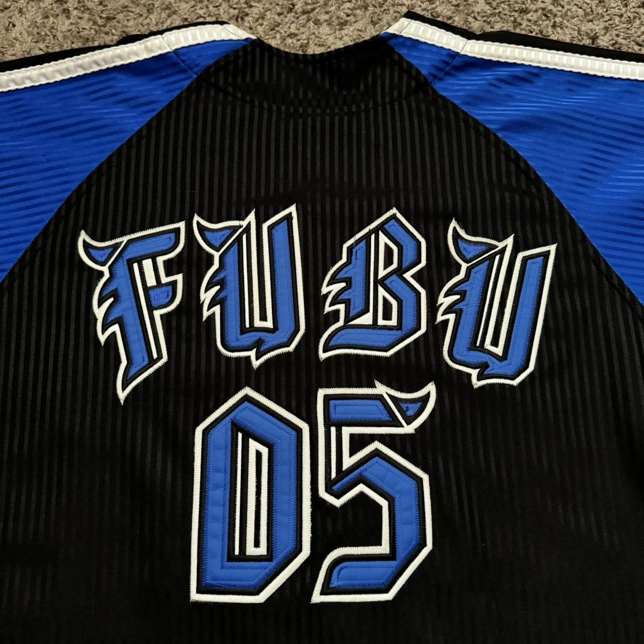 Fubu black and blue baseball jersey Size... - Depop