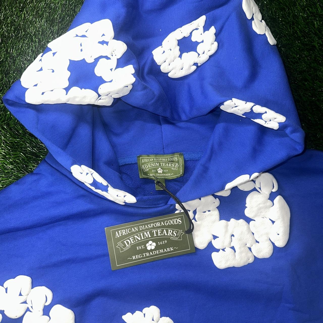 Blue and white denim tear Receipt from stockX will... - Depop