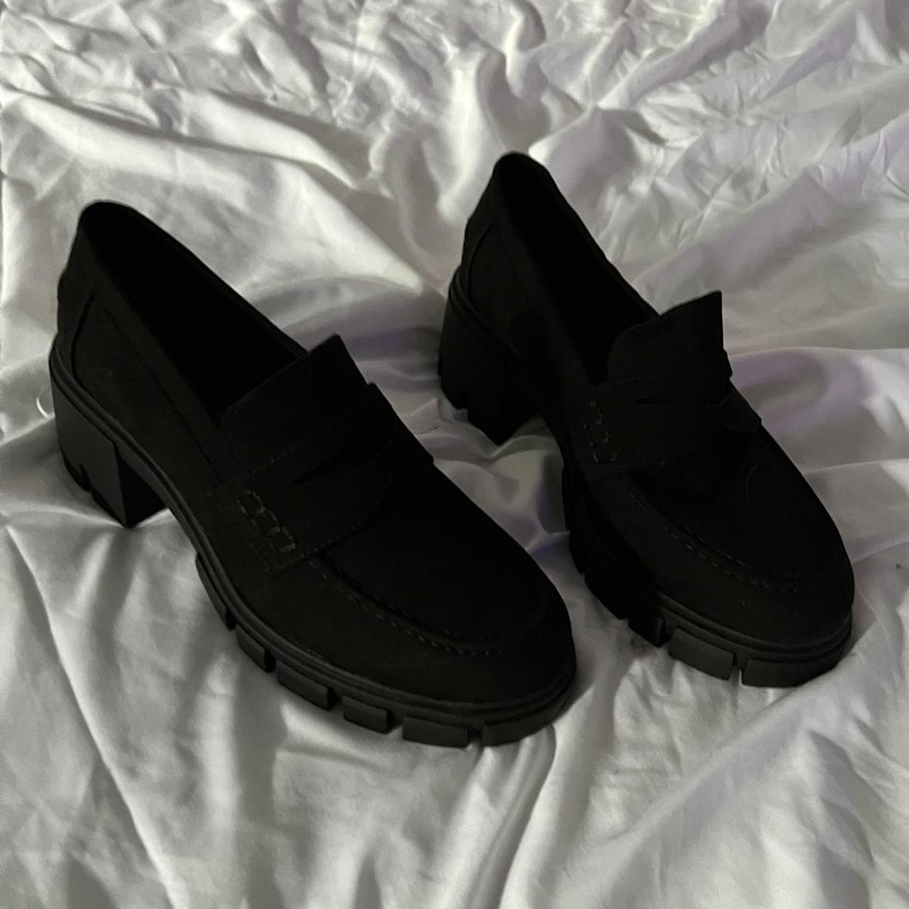 Black chunky platform loafers from asos; brand new... - Depop