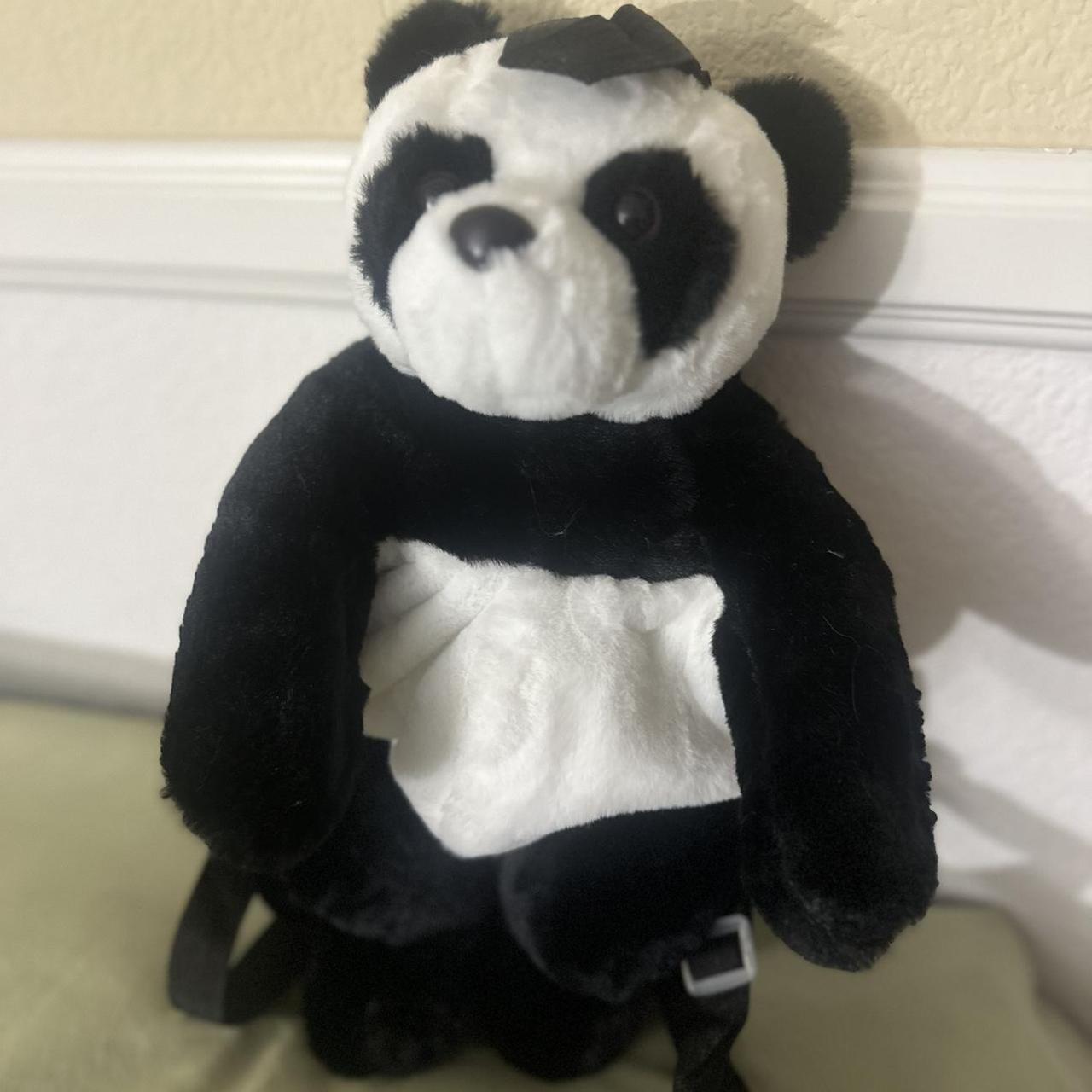 panda stuffed animal backpack adjustable... - Depop