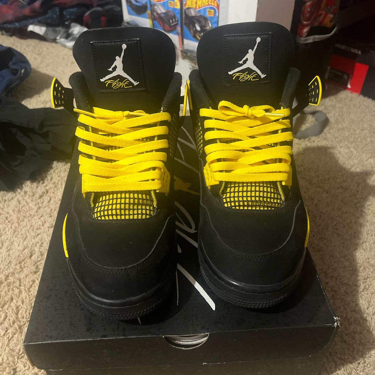 Size 15 Jordan 4s Yellow thunders - Depop