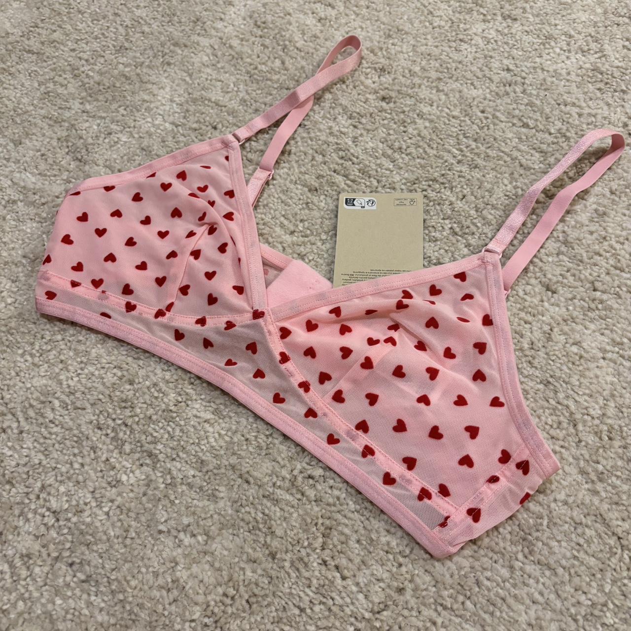 Heart Print Bra #cute #valentines #sexy #mesh - Depop