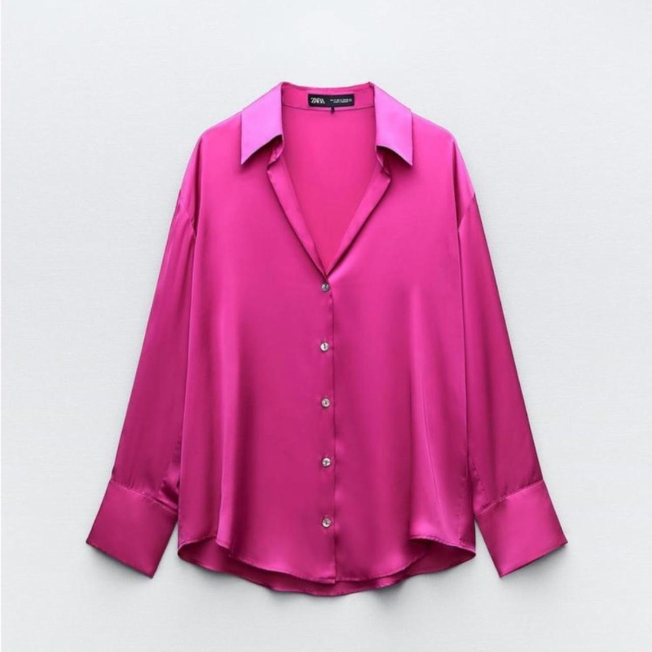 Zara Pink Satin Blouse NWT - Depop