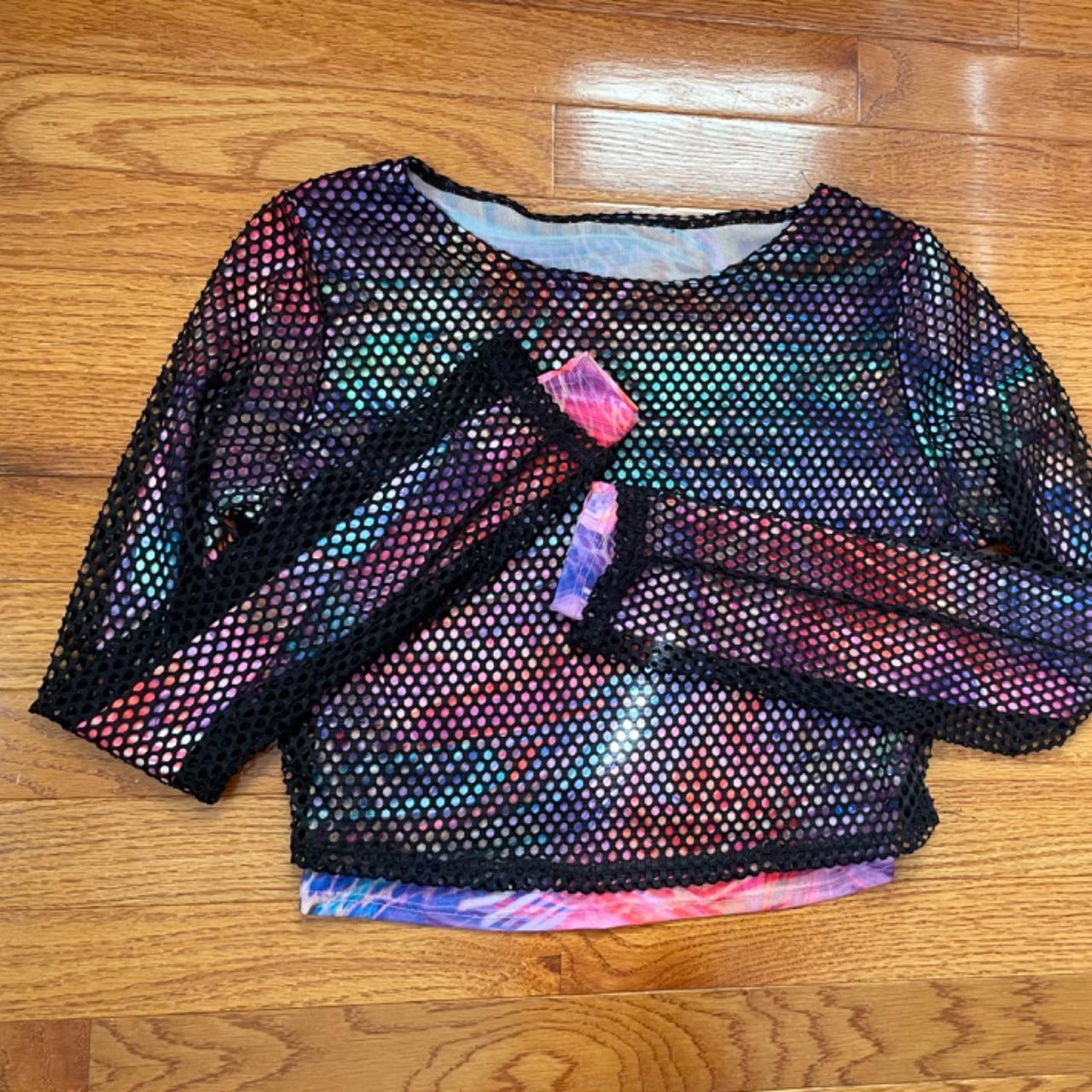 RAVE TOP mesh / tie dye long... - Depop