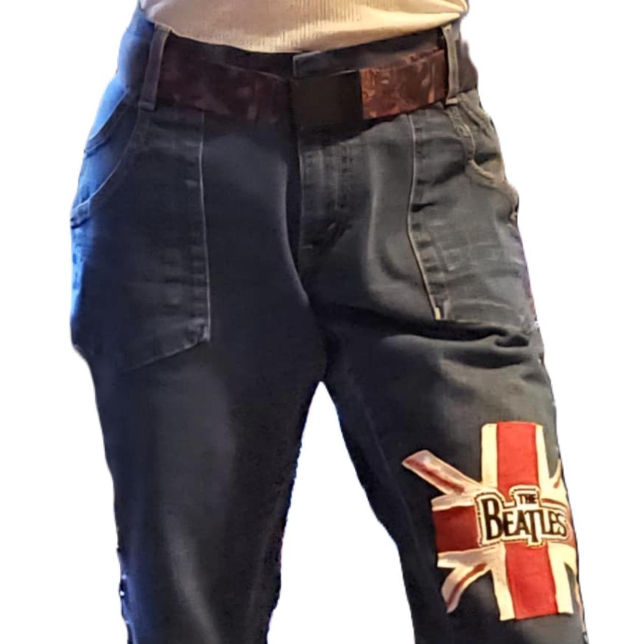 Upcycled The Beatles Lace-Up Jeans This is a... | Depop