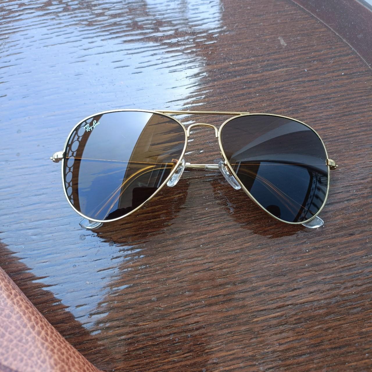 Ray-Ban Brown Aviators with Golden Frame - Depop