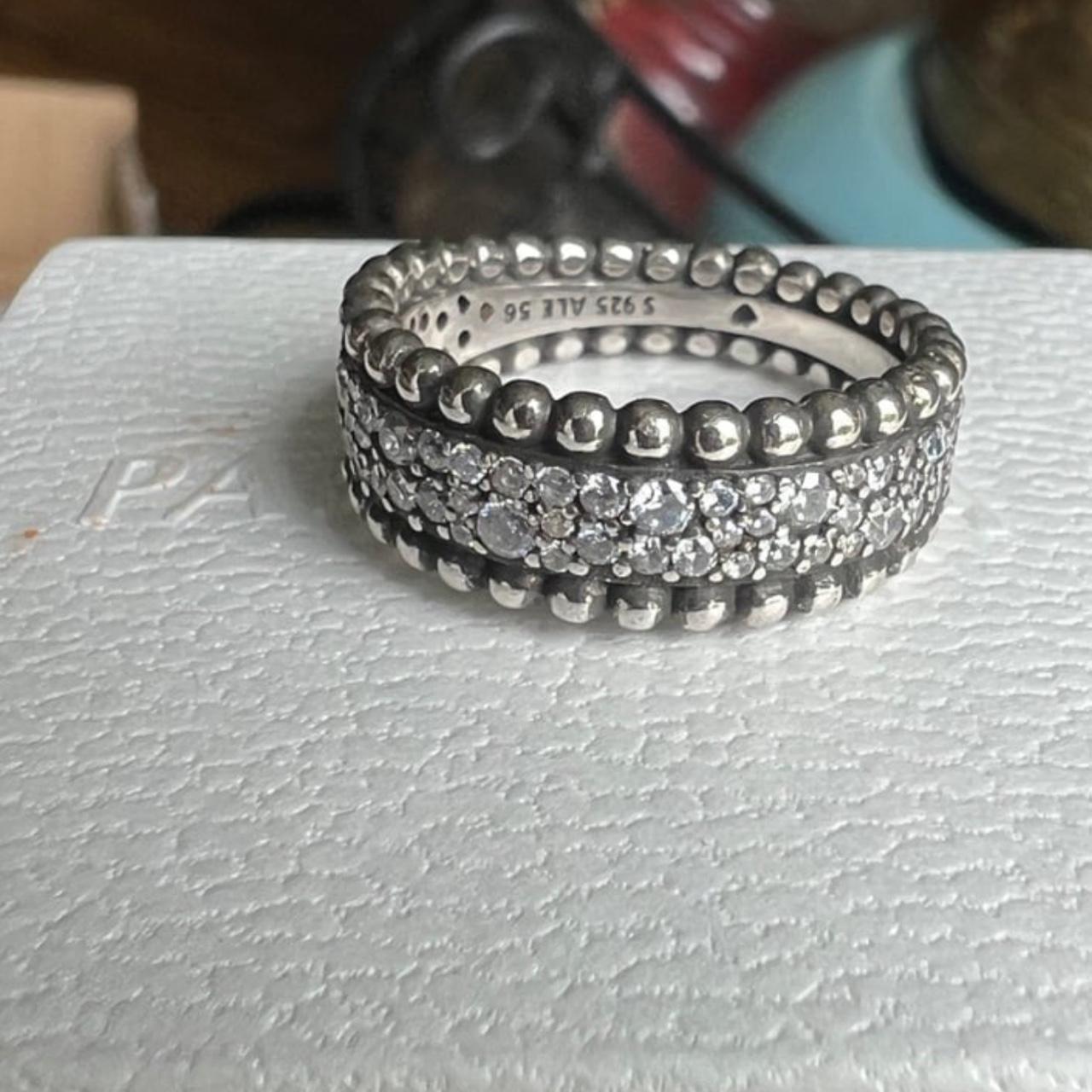 Beaded pave band ring pandora store