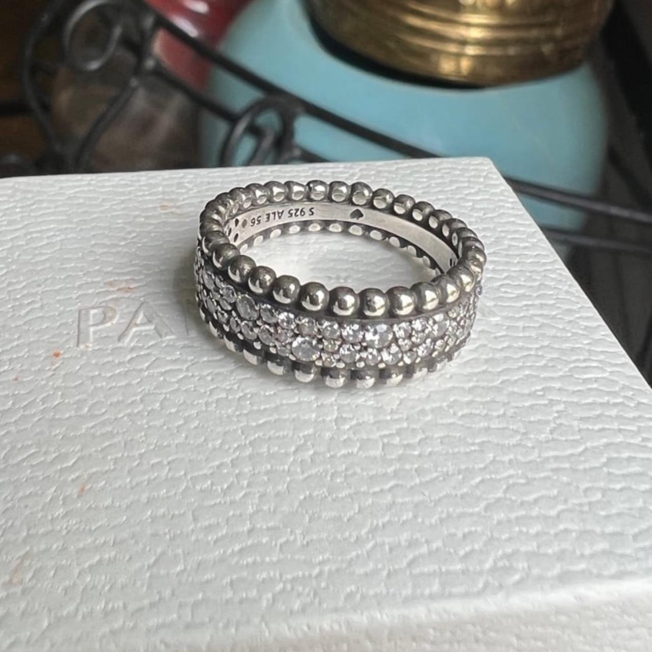 Pandora beaded pavé band ring cz sterling silver store