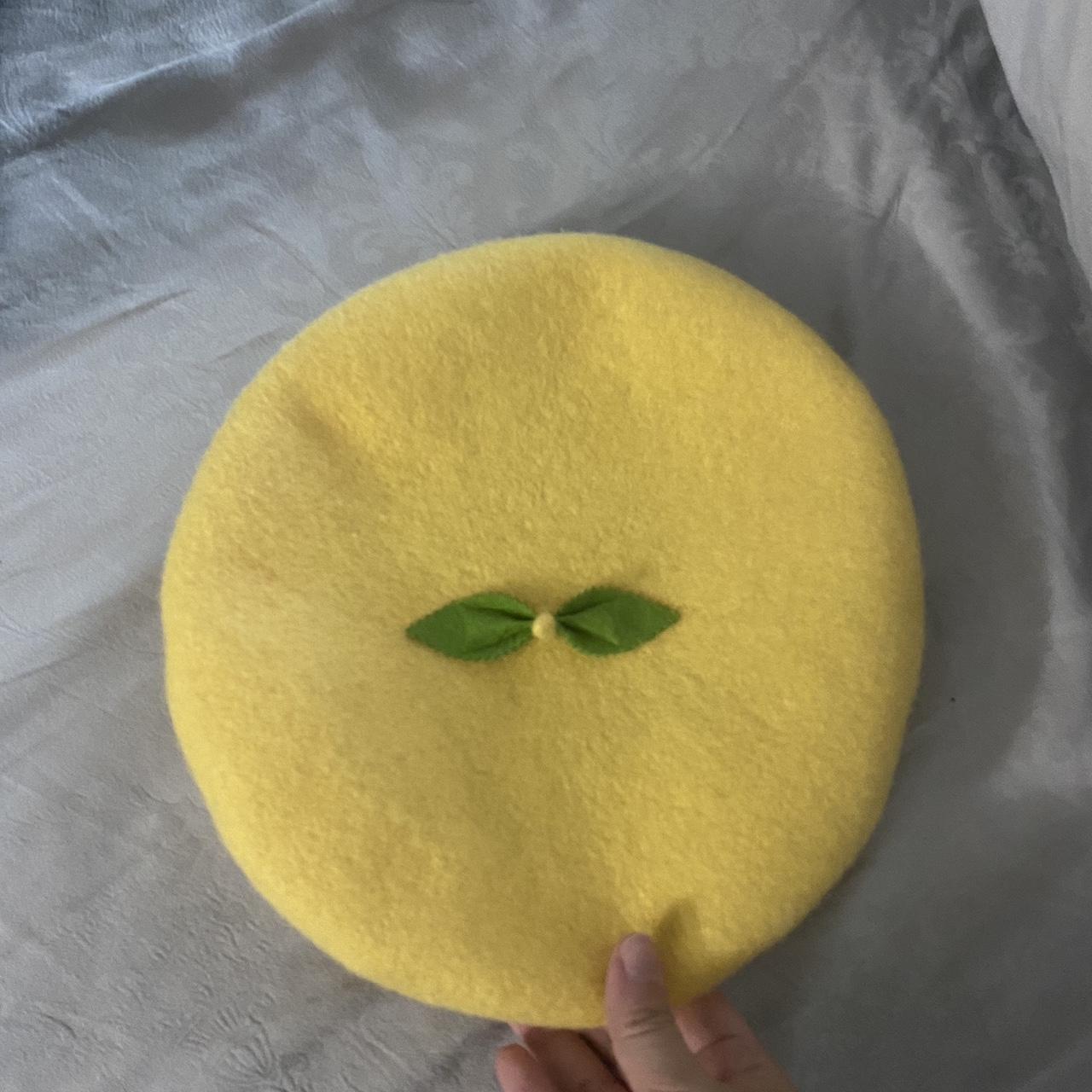 Wool beret Looks like lemon when worn, so cute, so... - Depop